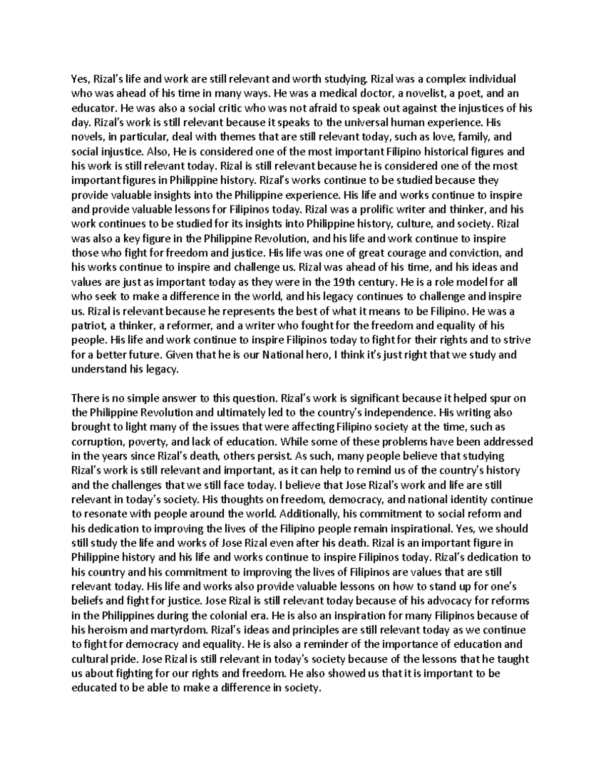 Rizal Finals PART 2 - Yes, Rizal's life and work are still relevant and ...