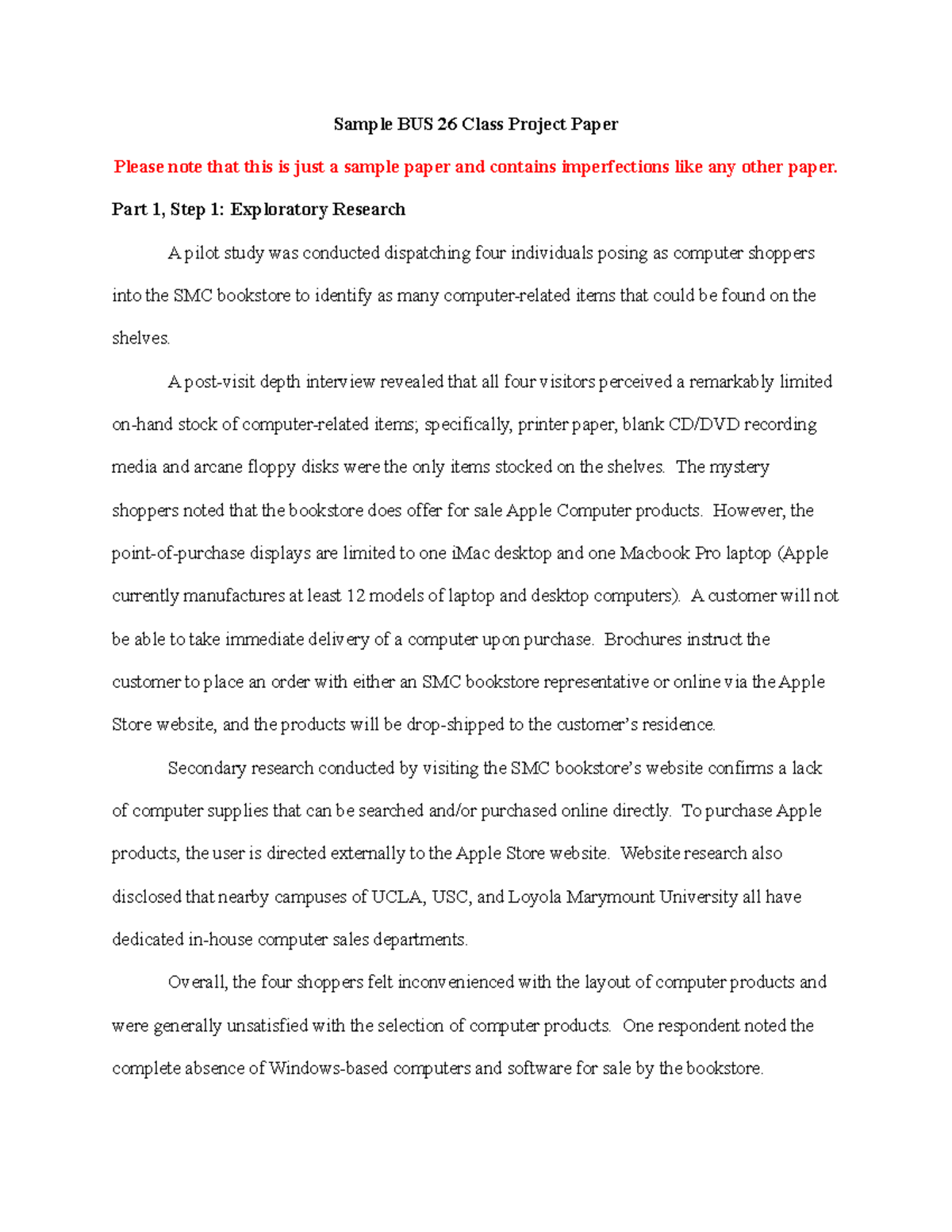 Sample BUS 26 Class Project Paper - Sample BUS 26 Class Project Paper ...