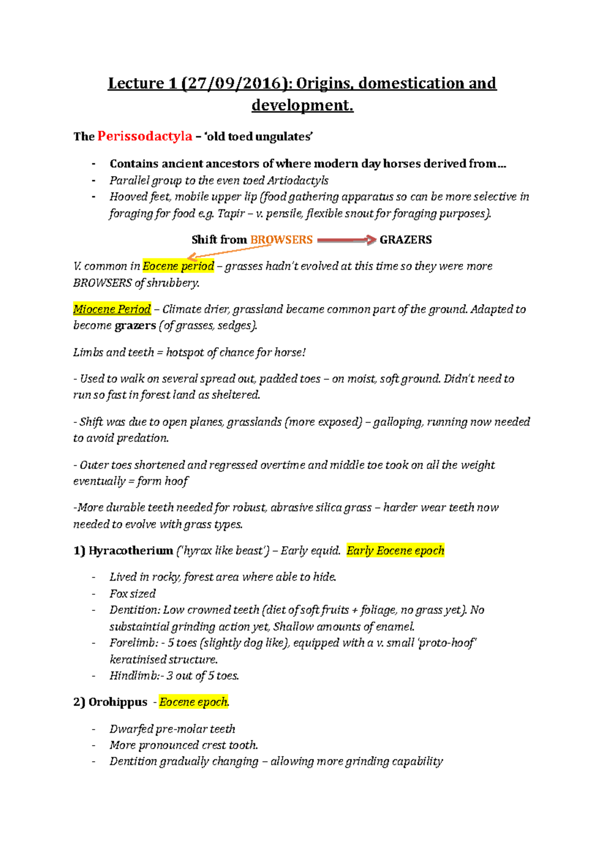 Lecture 1 - Origins, domestication and development - Lecture 1 (27/09 ...