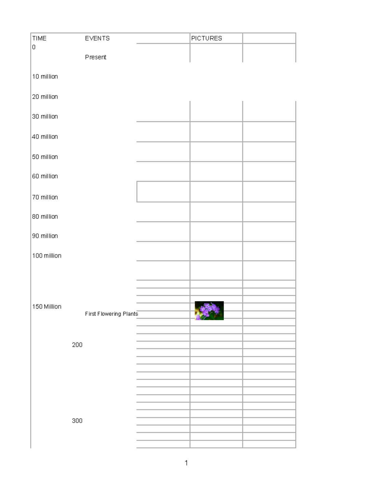 Geologic Time Line Template 2 - TIME EVENTS PICTURES 0 Present 10 ...