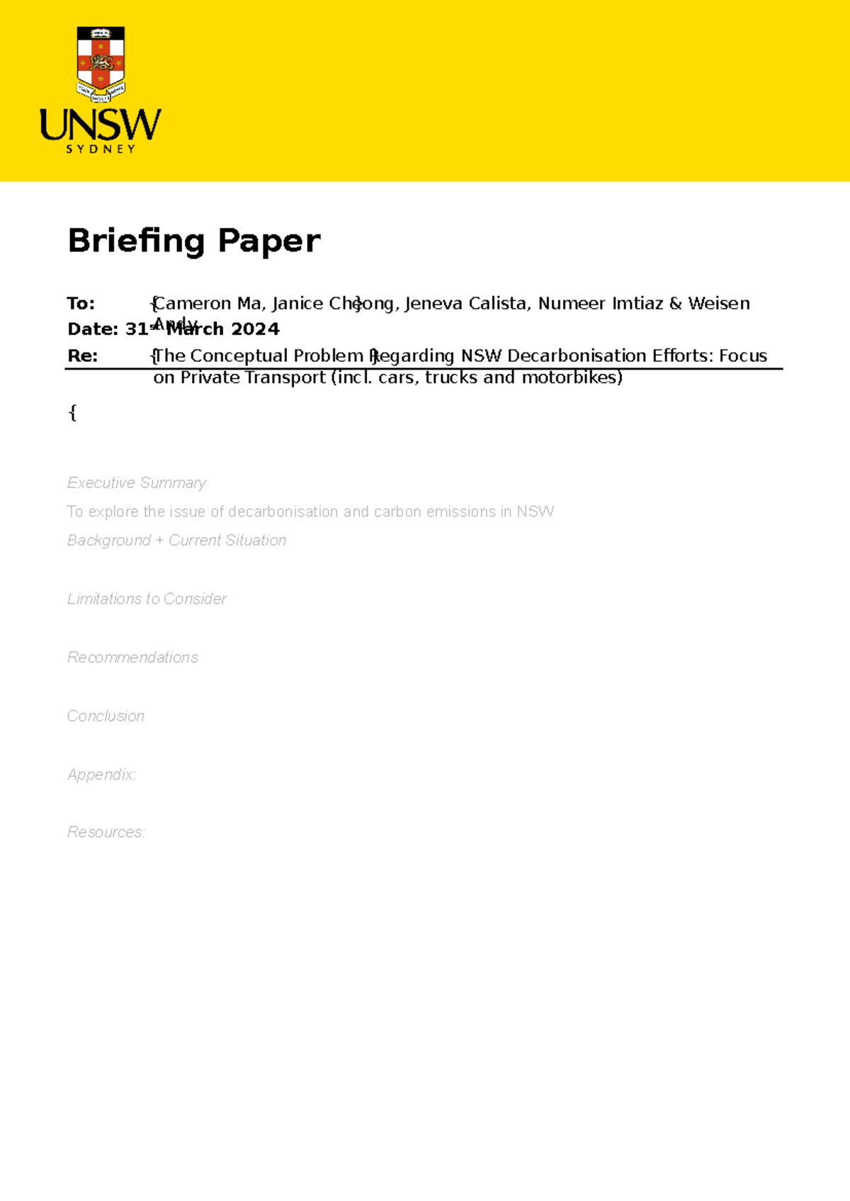 Briefing paper template - Executive Summary To explore the issue of ...