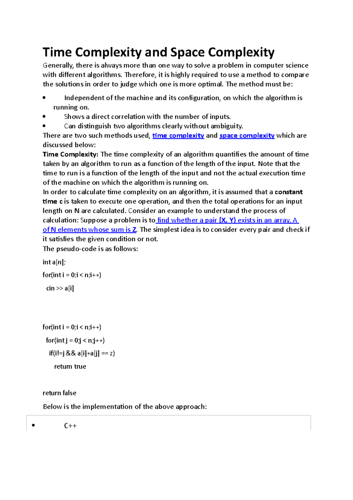 Time Complexity And Space Complexity In Data Structure Time