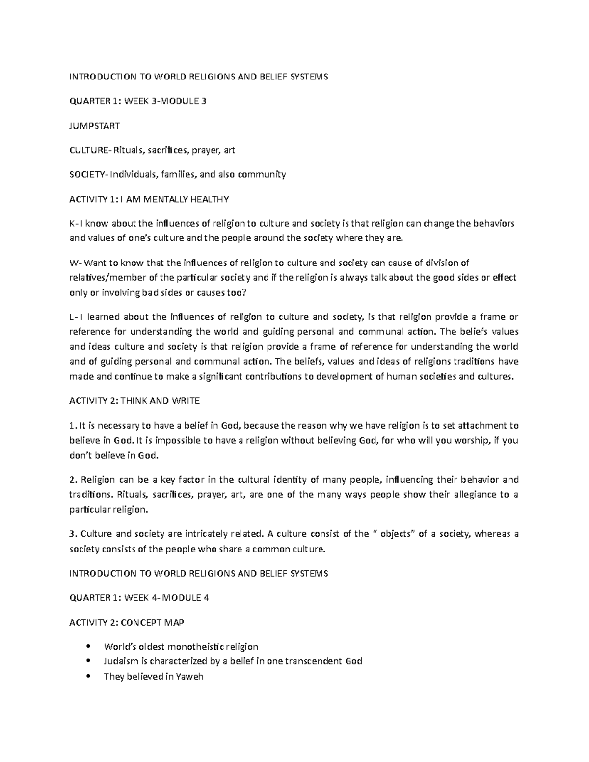 Introduction TO World Religions AND Belief Systems - INTRODUCTION TO ...