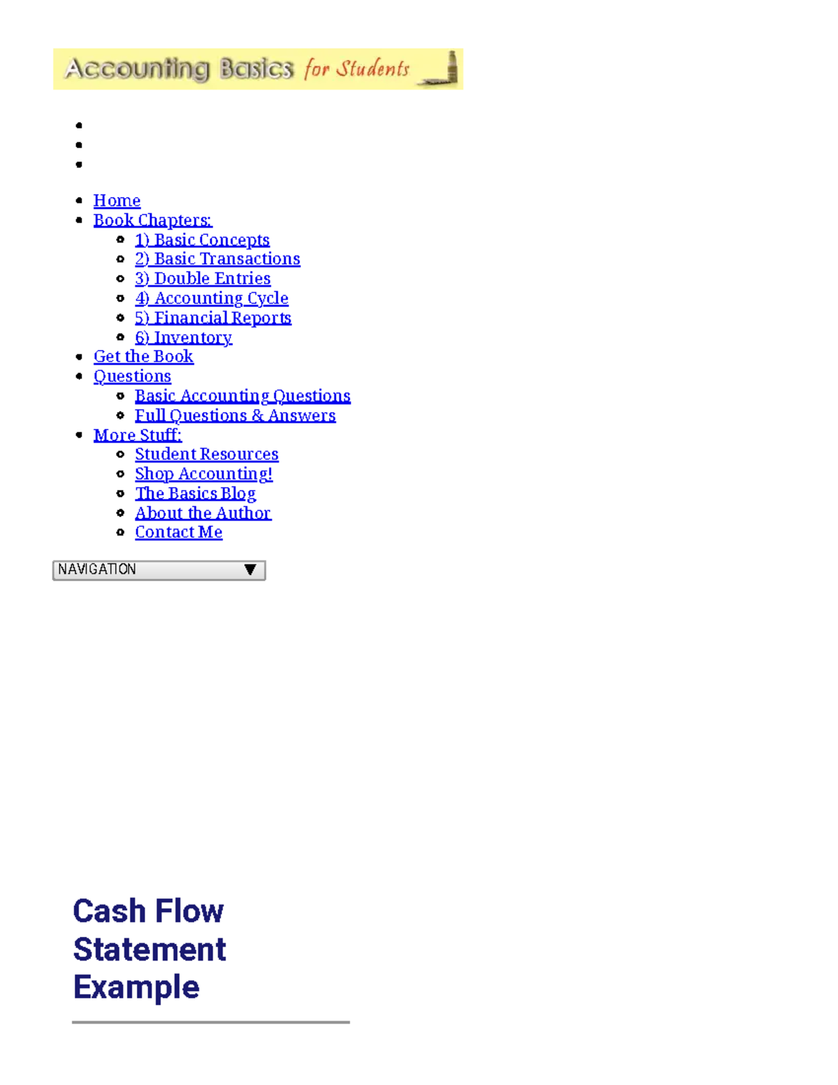 A Cash Flow Statement Example & Format - Home Book Chapters: 1) Basic ...
