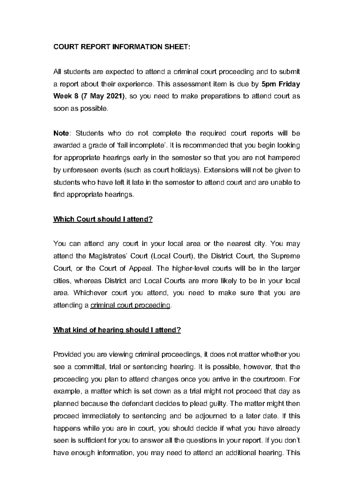 Court Report Information 2021 - COURT REPORT INFORMATION SHEET: All ...