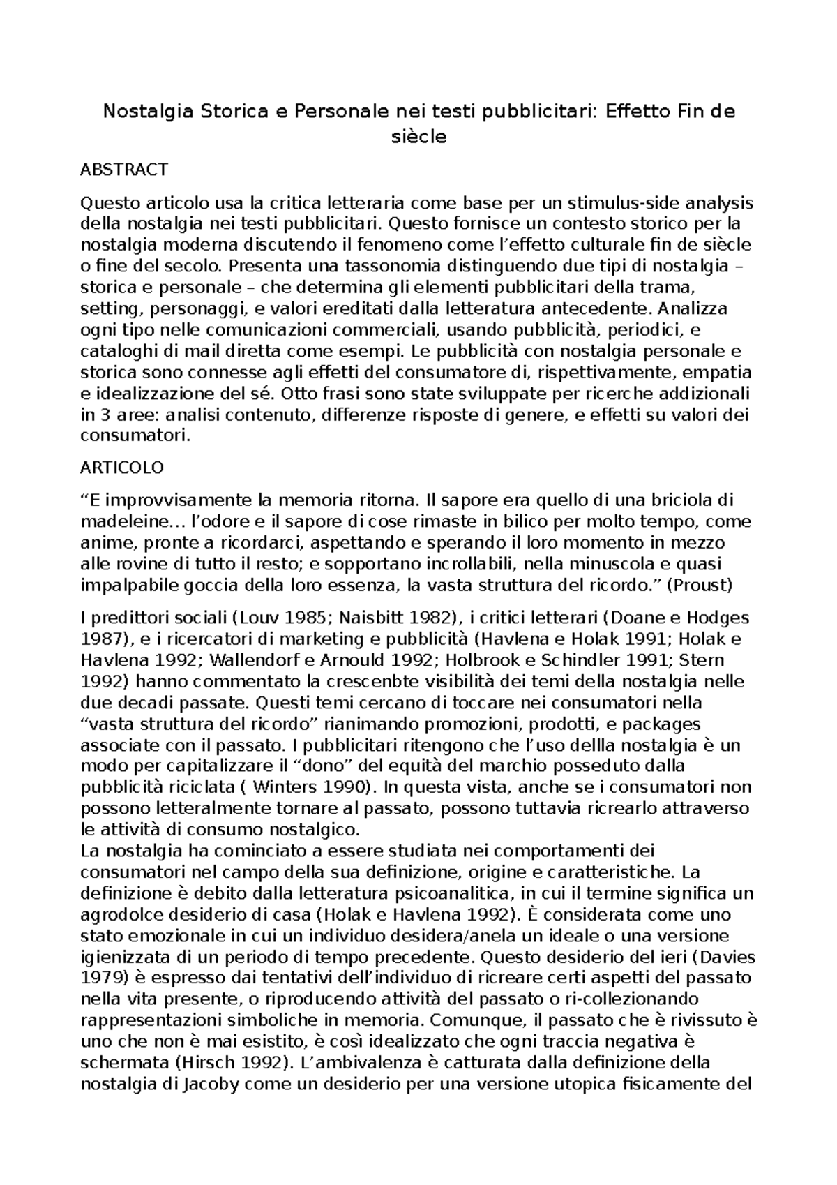 Historical and personal nostalgia in advertising text: The fin de ...