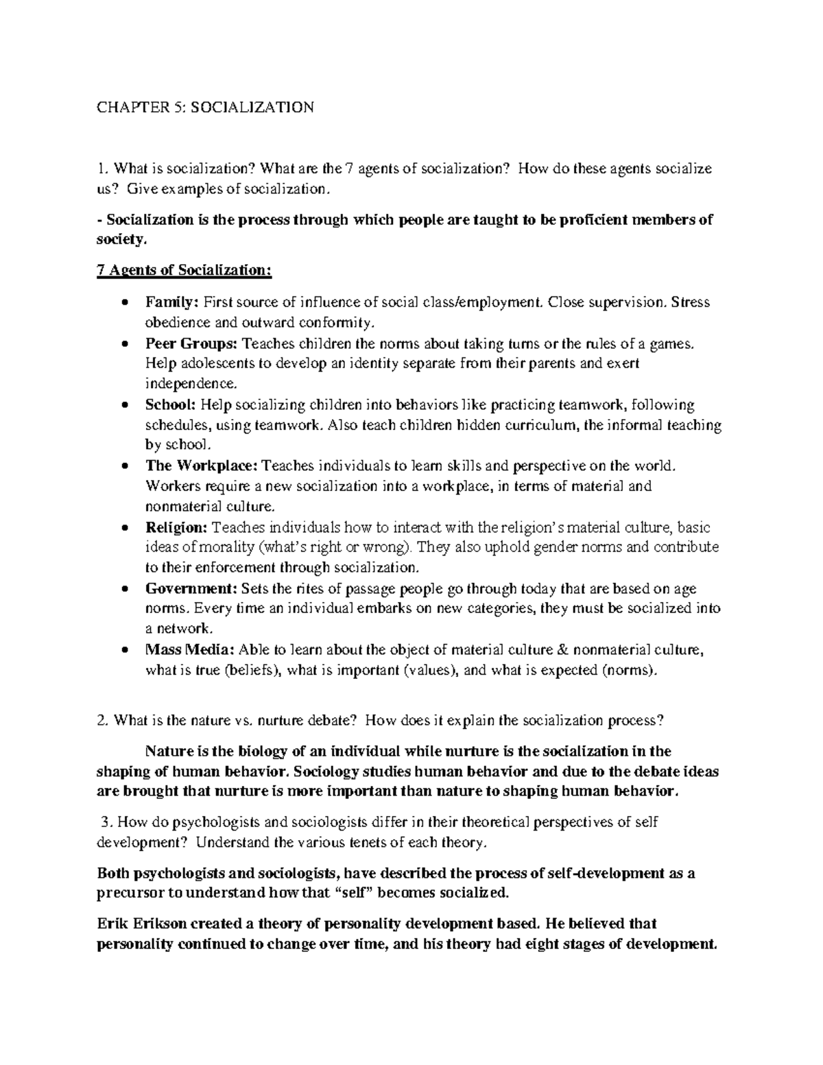 Study Guide TEST 2 - Lecture notes Chapters 5-7 - CHAPTER 5 ...