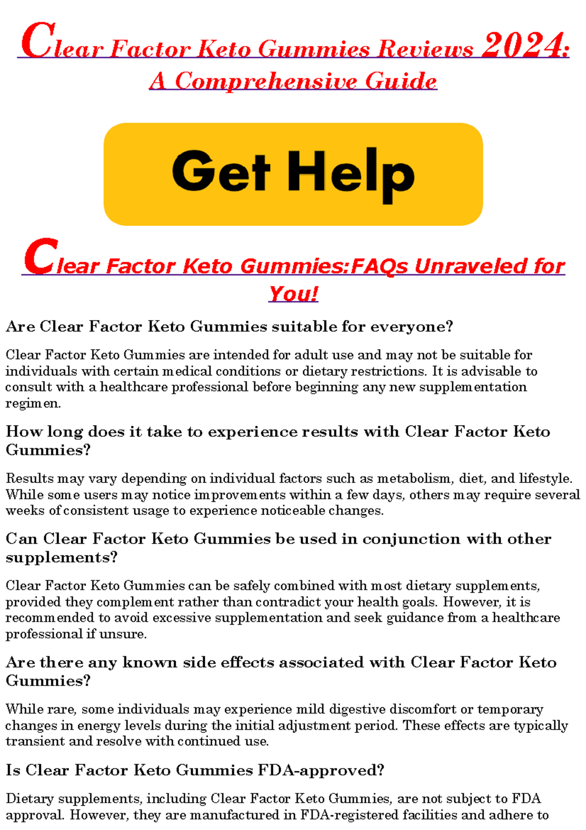 Your Complete Guide to FAQs on Clear Factor Keto Gummies - Clear Factor Keto Gummies Reviews ...