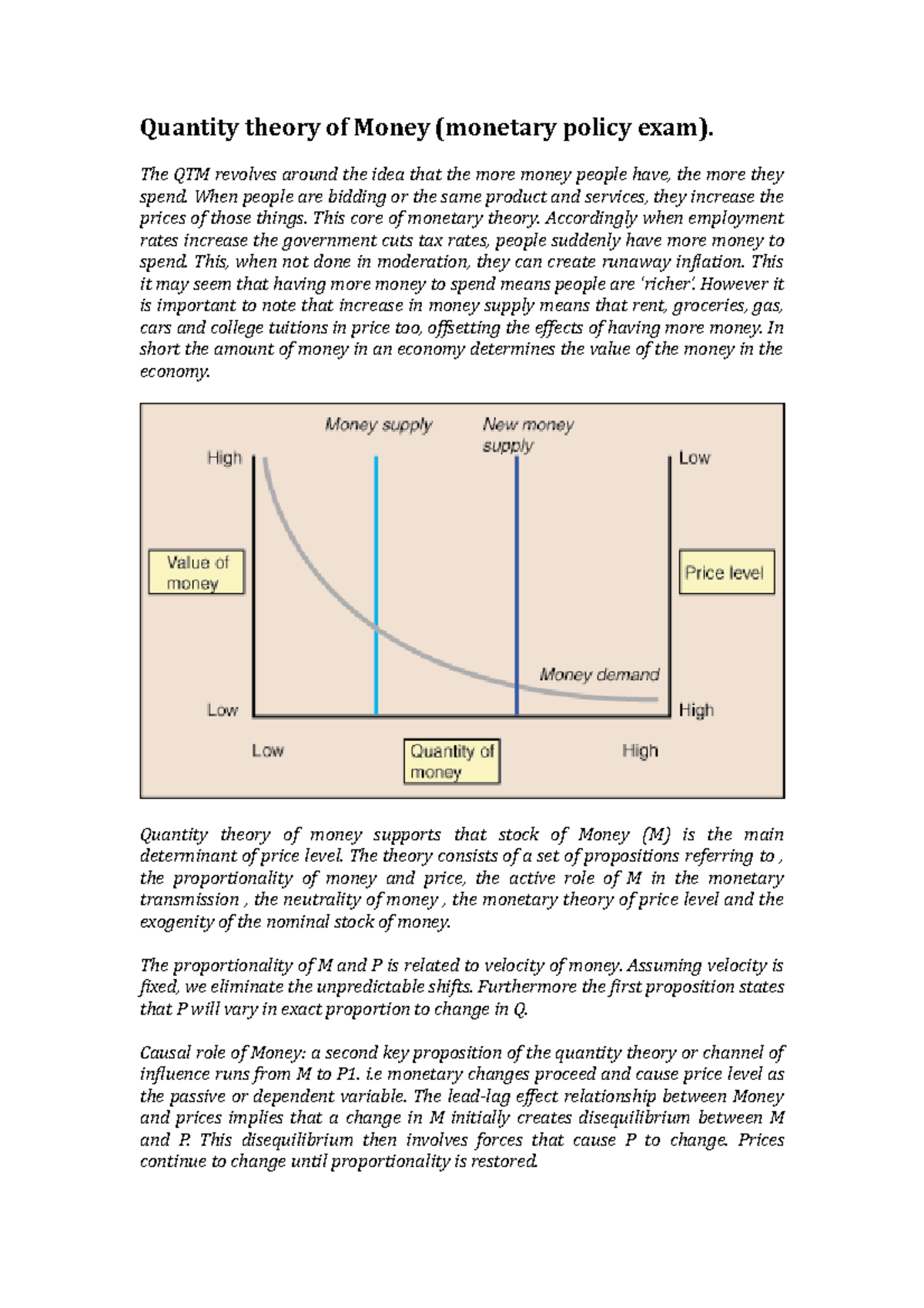 Exam 20 May 2015, questions and answers - Quantity theory of Money ...
