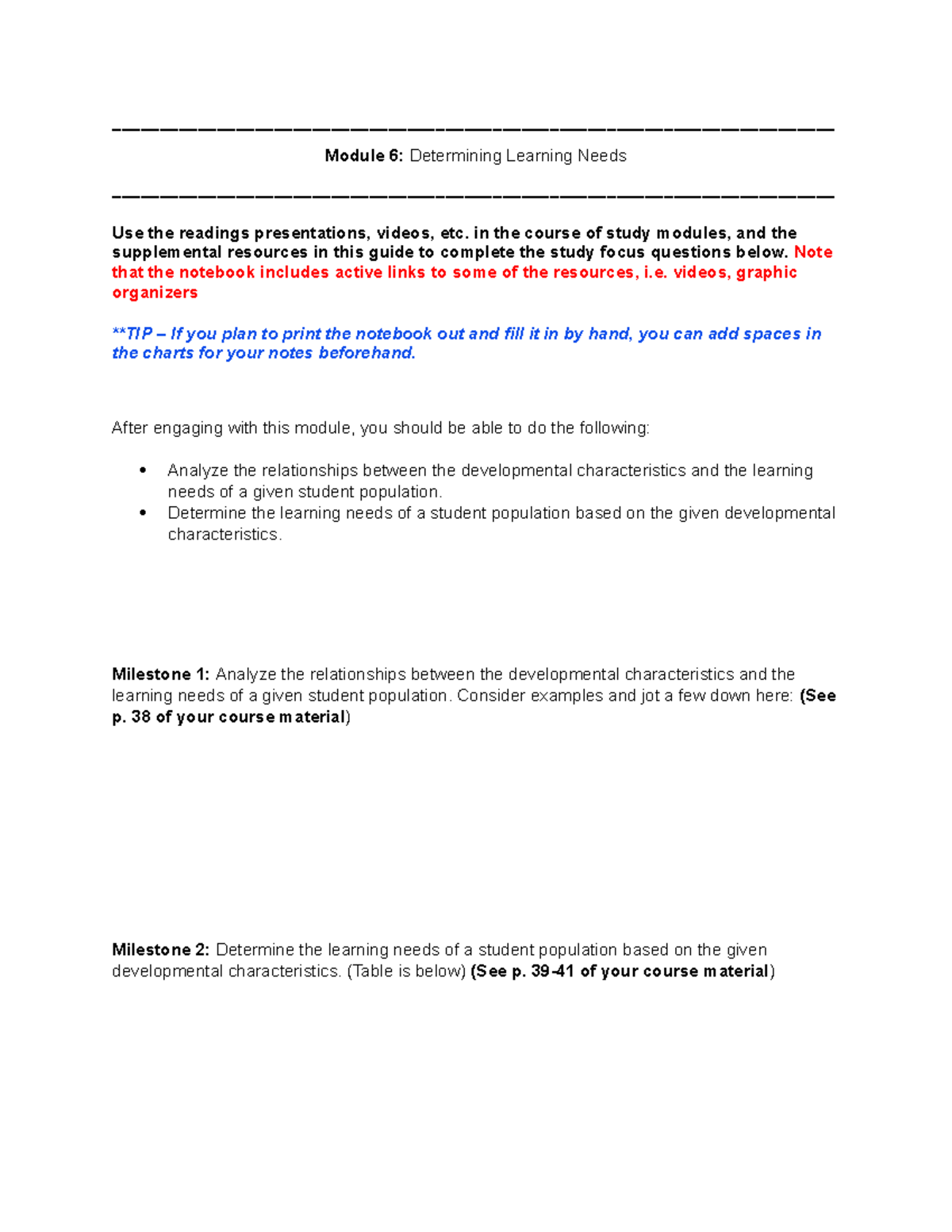 Module 6 Notebook - EDUC 1301 - TCCD - Studocu