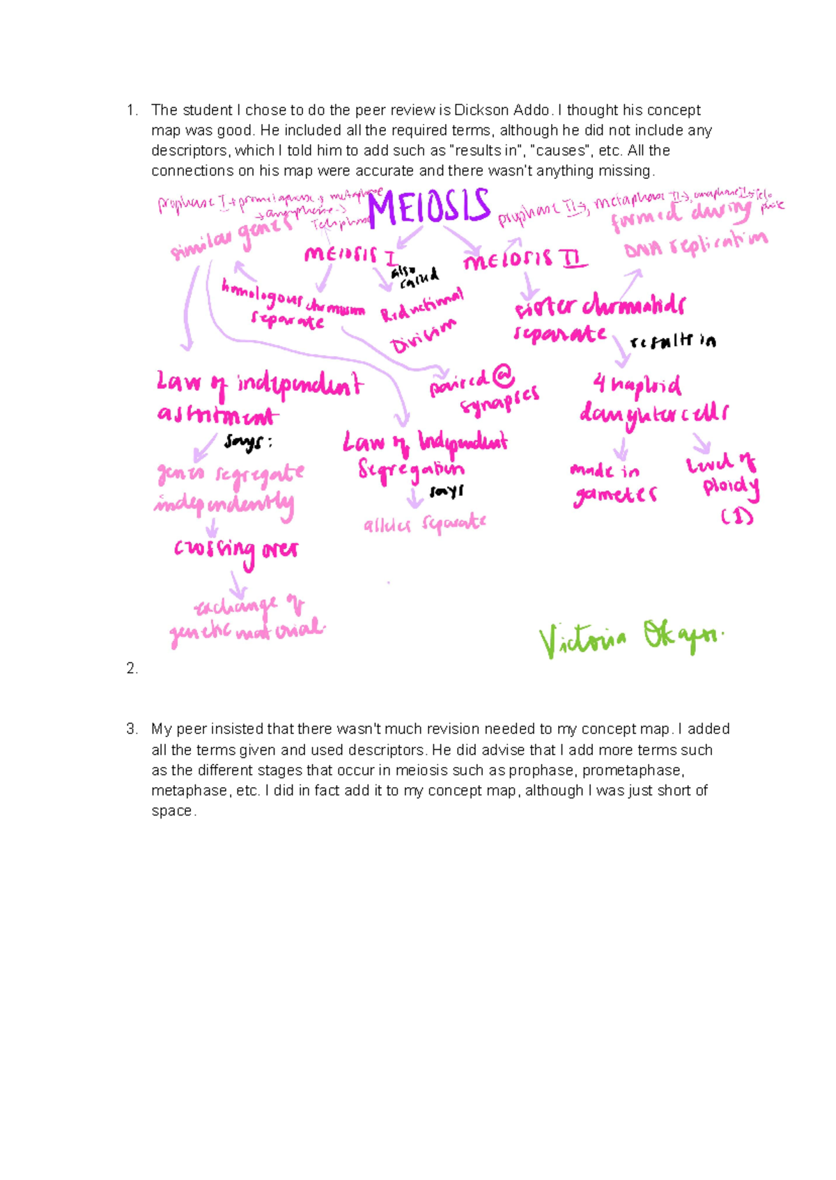 Bio concept map peer review - The student I chose to do the peer review ...