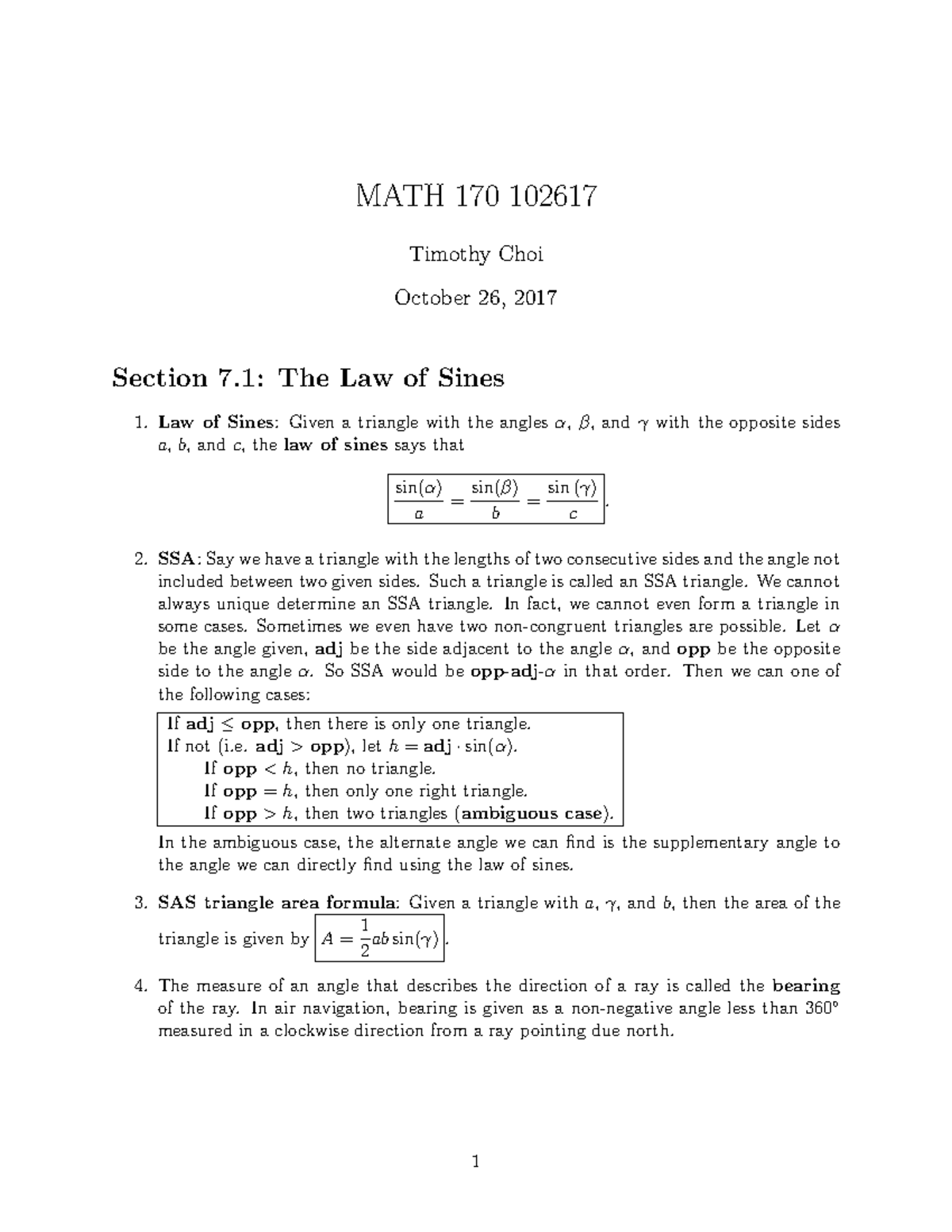 Math170 102617 - Lecture notes 1 - MATH 170 102617 Timothy Choi October ...