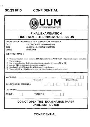 Sample Report of Assignment - Elementary Statistics - UUM - Studocu