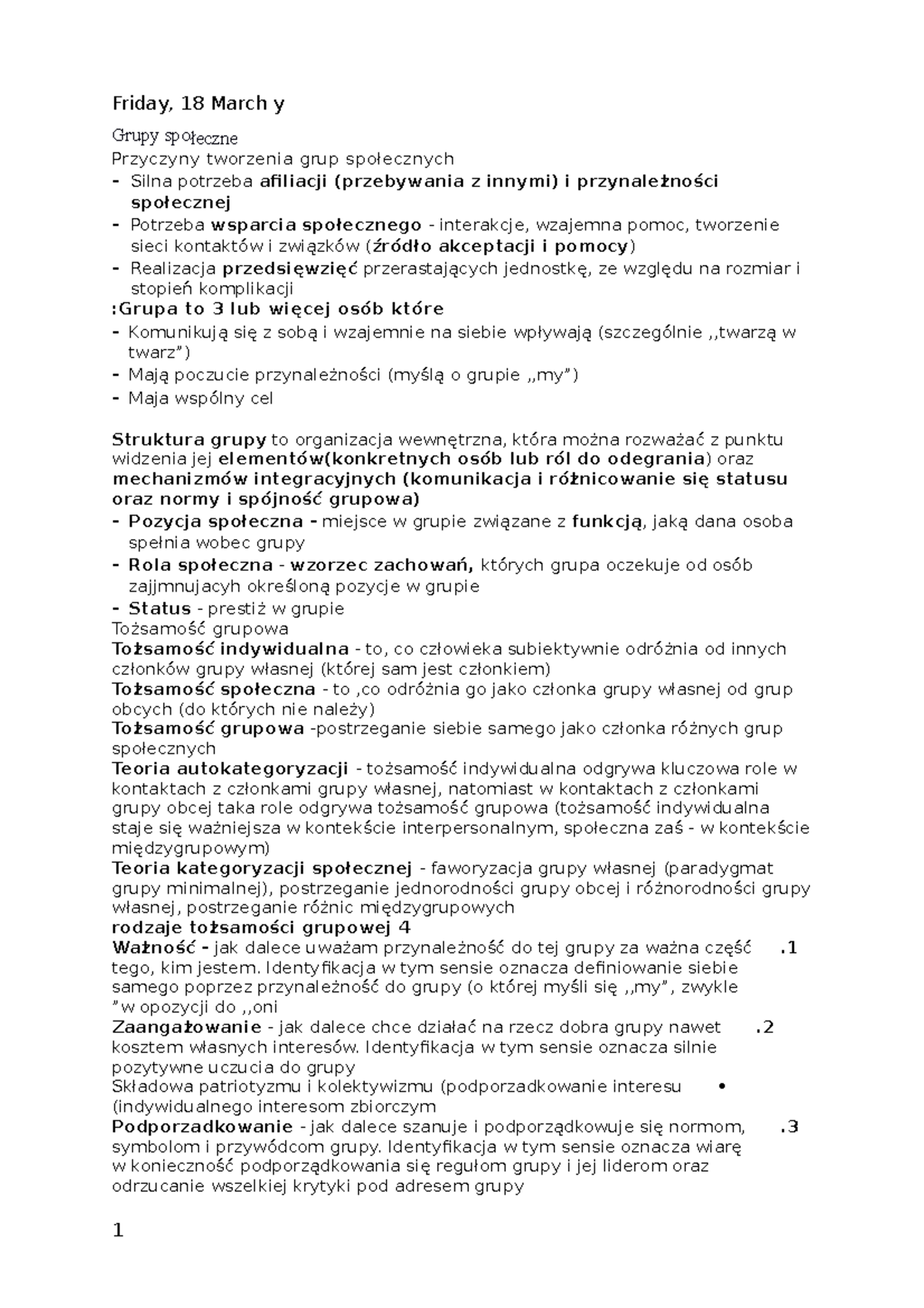 18 grupy spoleczne - WOJCISZKE - Grupy społeczne Przyczyny tworzenia grup społecznych - Silna ...