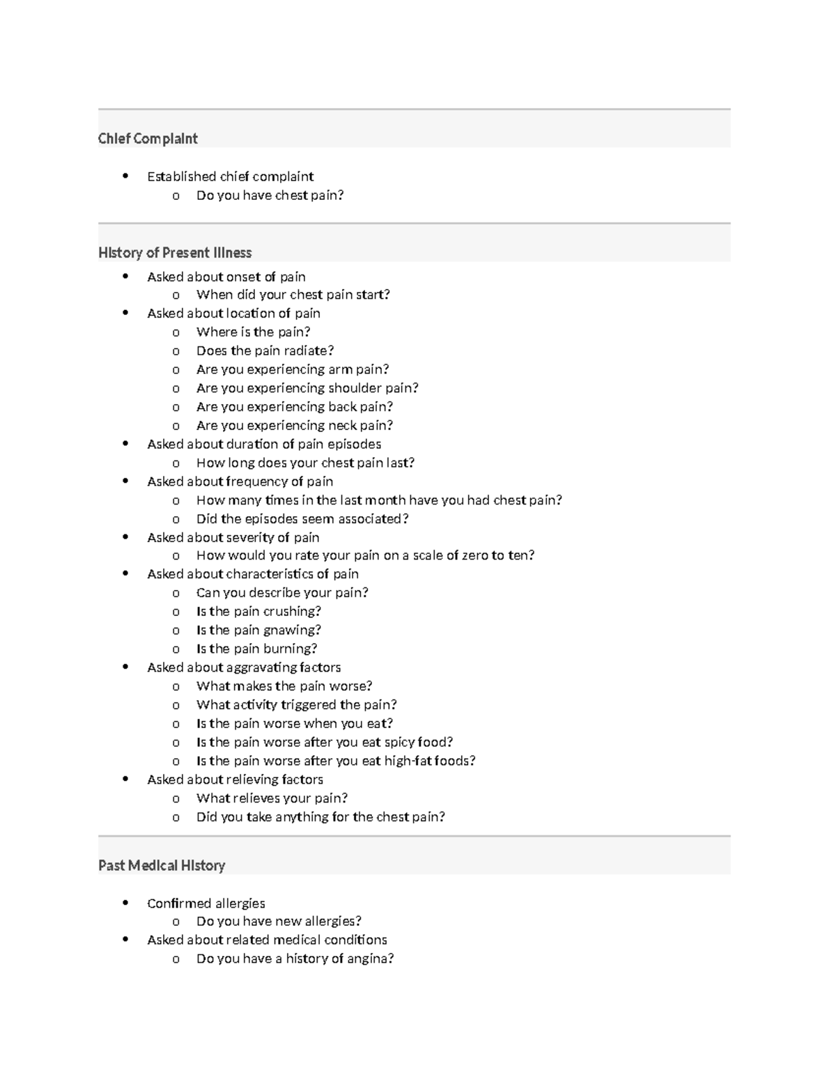 NSG 625 Shadow Health Focused Exam Chest Pain - Chief Complaint ...
