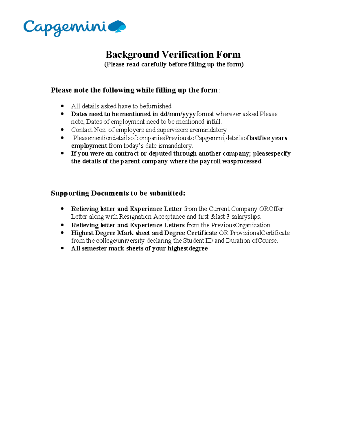 Background Verification Form - Background Verification Form (Please ...