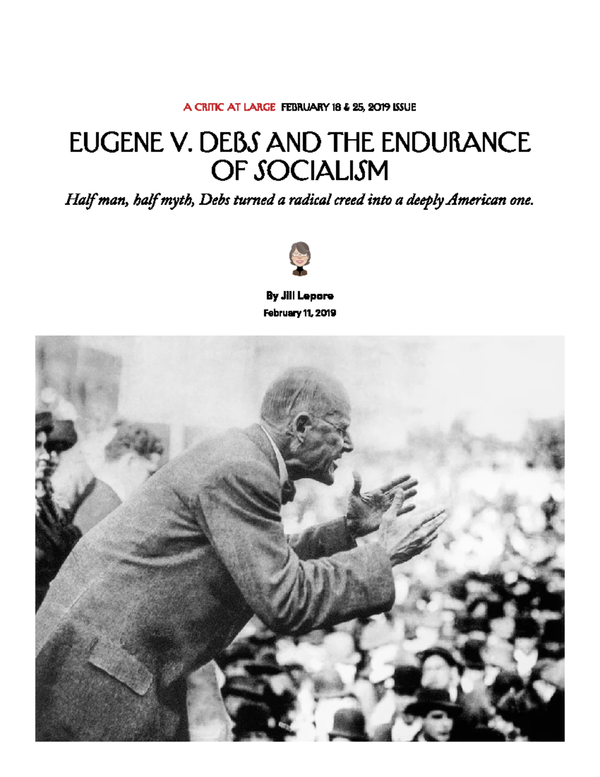 Eugene V Debs - HISTRY - A CRITIC AT LARGE FEBRUARY 18 é 25, 2019 ISSUE ...