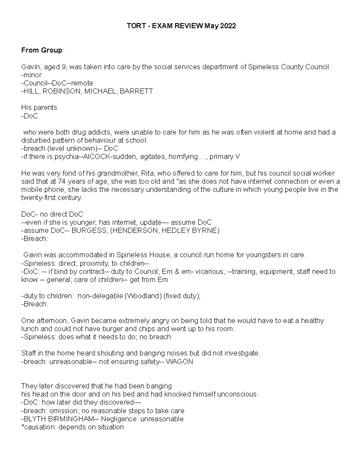 Exam Review-TORT Zoom-2022 - TORT - EXAM REVIEW May 2022 From Group ... Exam Review-TORT Zoom-2022 - TORT - EXAM REVIEW May 2022 From Group ...