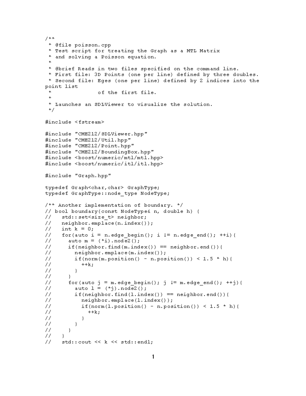 Poisson - HW4 - /** @file poisson Test script for treating the Graph as ...
