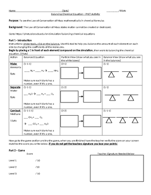 Balancing Chem Equations Gizmos SE - Gizmos are in ClassLink Student ...