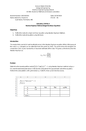 EE 303L Lab Act 5 - Fixed Point Method 1 - College of Engineering Electrical Engineering ...