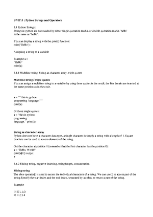 PS UNIT-2 For BCA - UNIT-2 : Python Fundamentals: 2 Concepts of ...