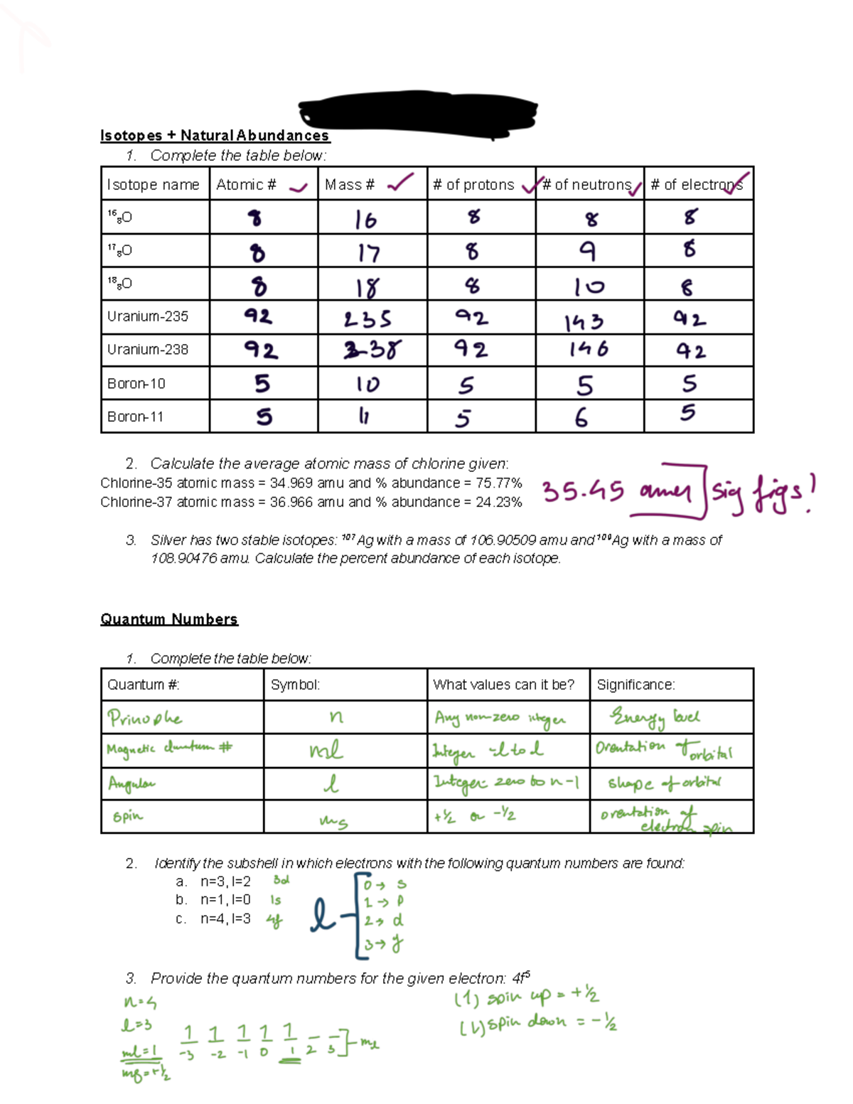 GSS+Review+Exam+%231 Qab NK - GSS Exam #1 Review Isotopes + Natural Abundances 1. Complete the ...