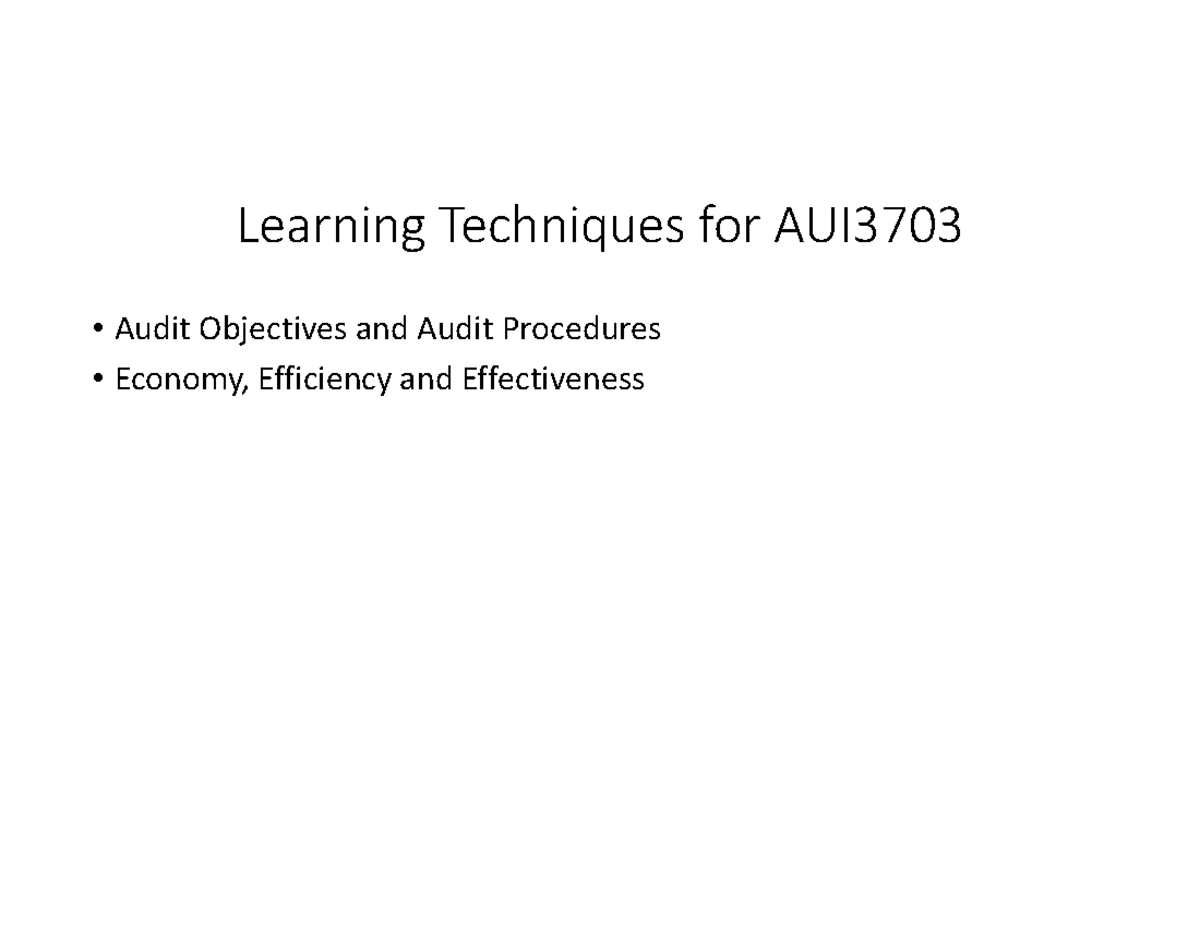 Note1 - Learning Techniques for AUI3703 - Warning: TT: undefined ...