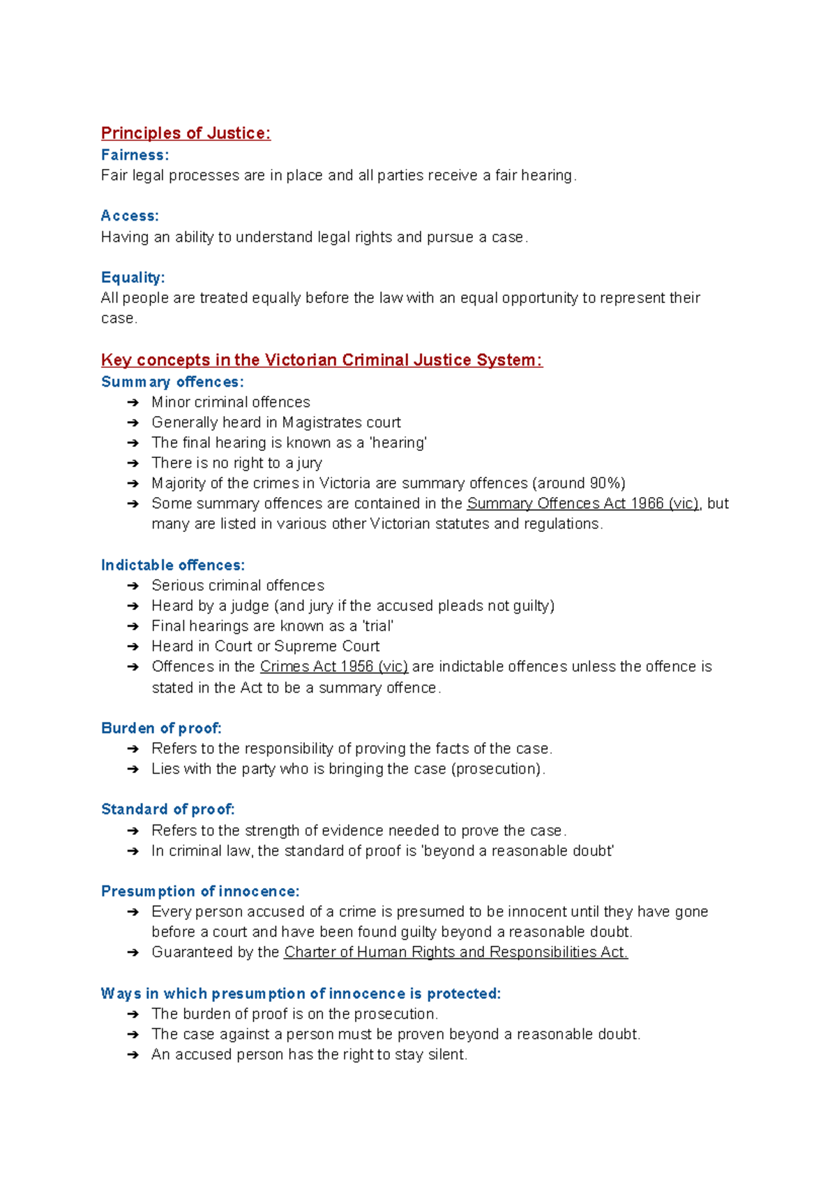 Legal Studies Notes - Unit 3 - Principles of Justice: Fairness: Fair ...