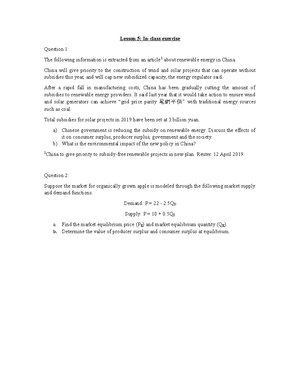 Week 1 In class assignment - Lesson 1: In-class assignment Q1. The following information is ...