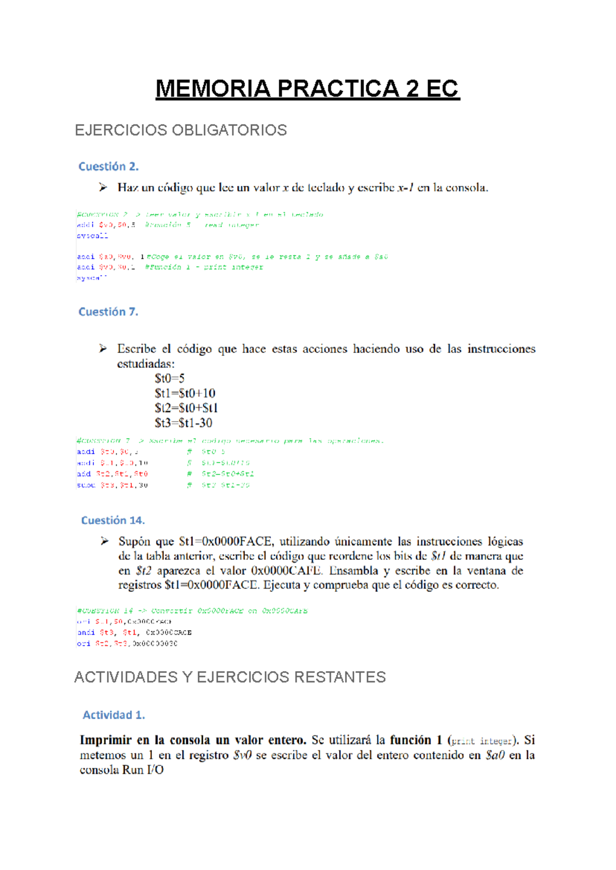 Memoria practica 2 EC - MEMORIA PRACTICA 2 EC EJERCICIOS OBLIGATORIOS ACTIVIDADES Y EJERCICIOS ...