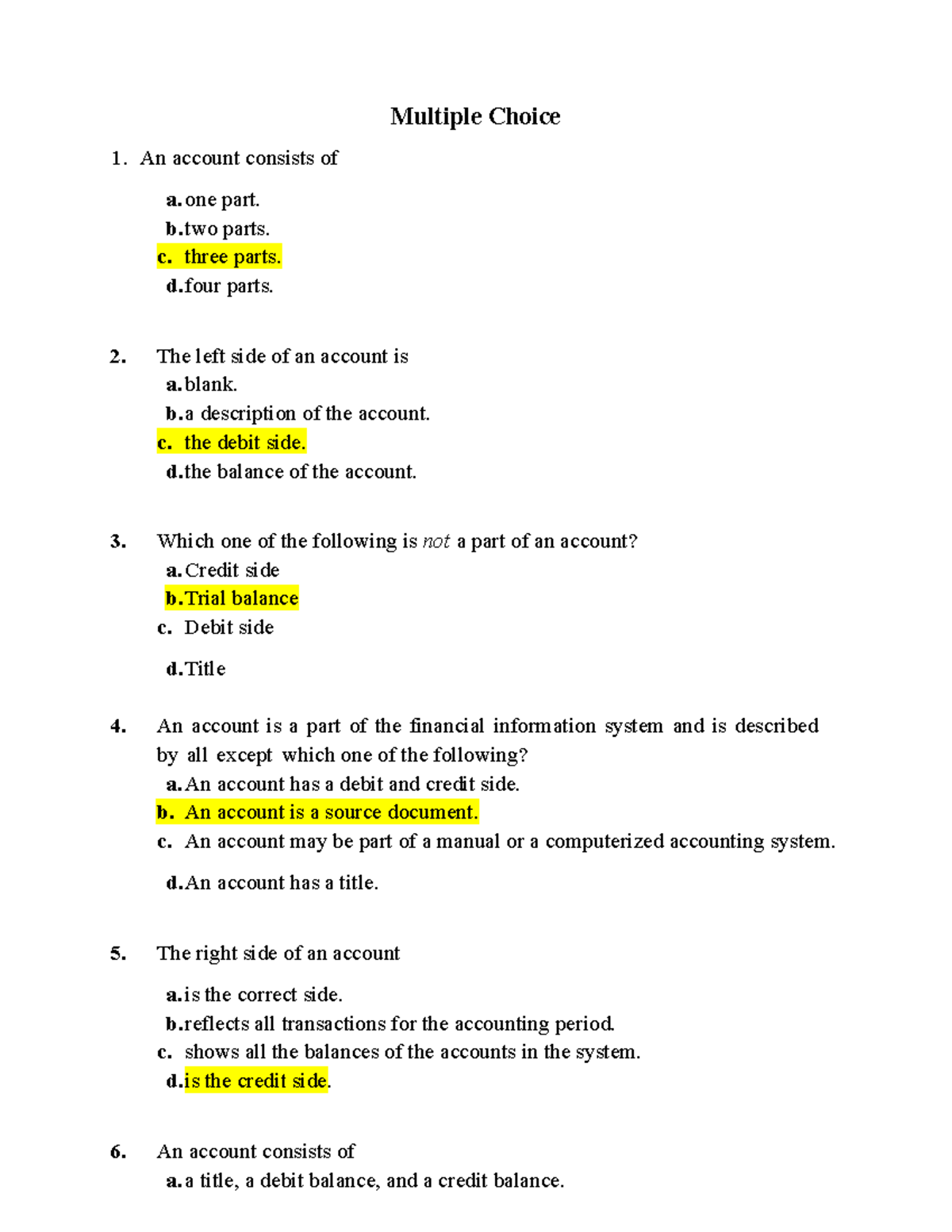 1639197869879 Chapter 2 text - Multiple Choice An account consists of a ...