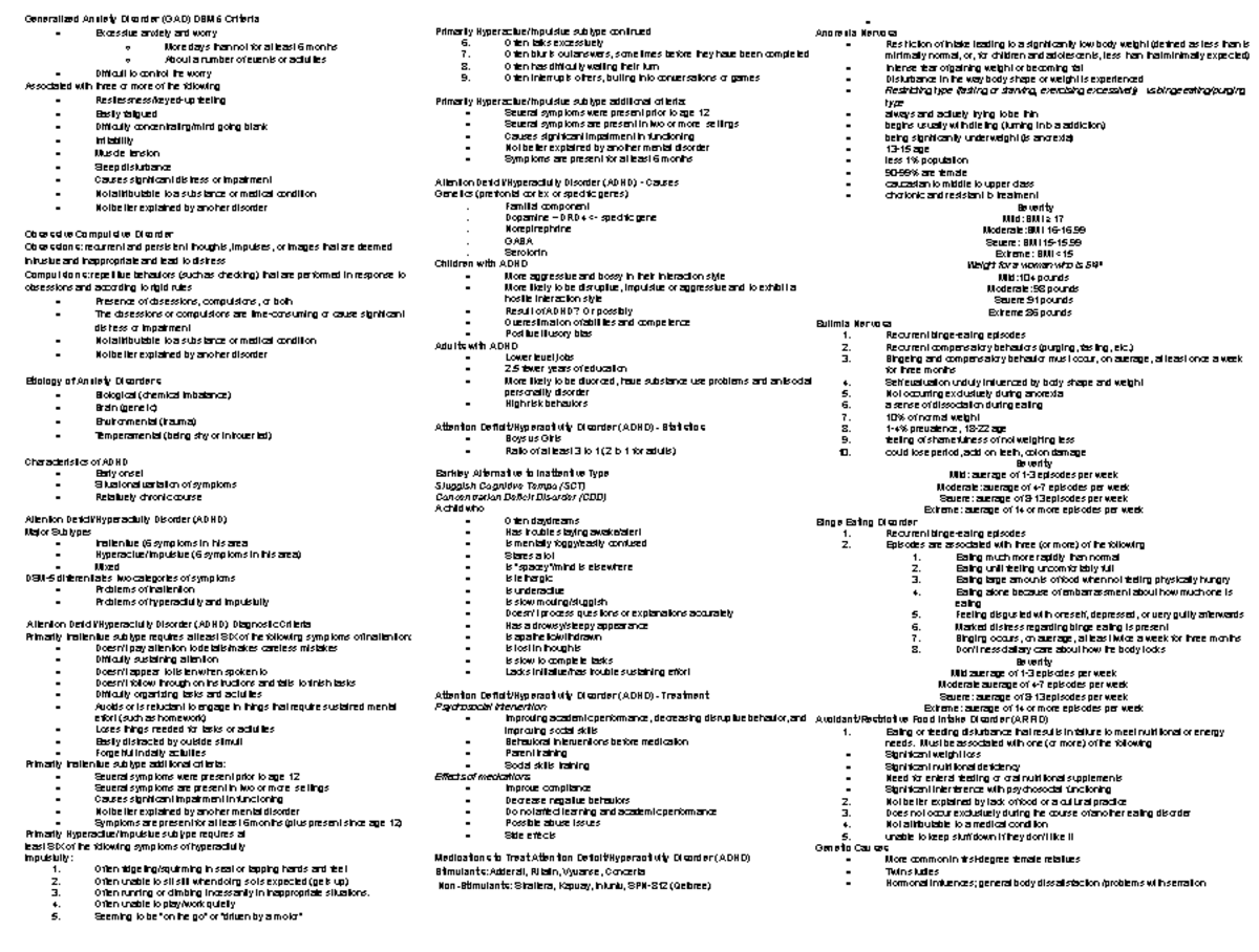 Chapters one through five - Generalized Anxiety Disorder (GAD) DSM 5 ...