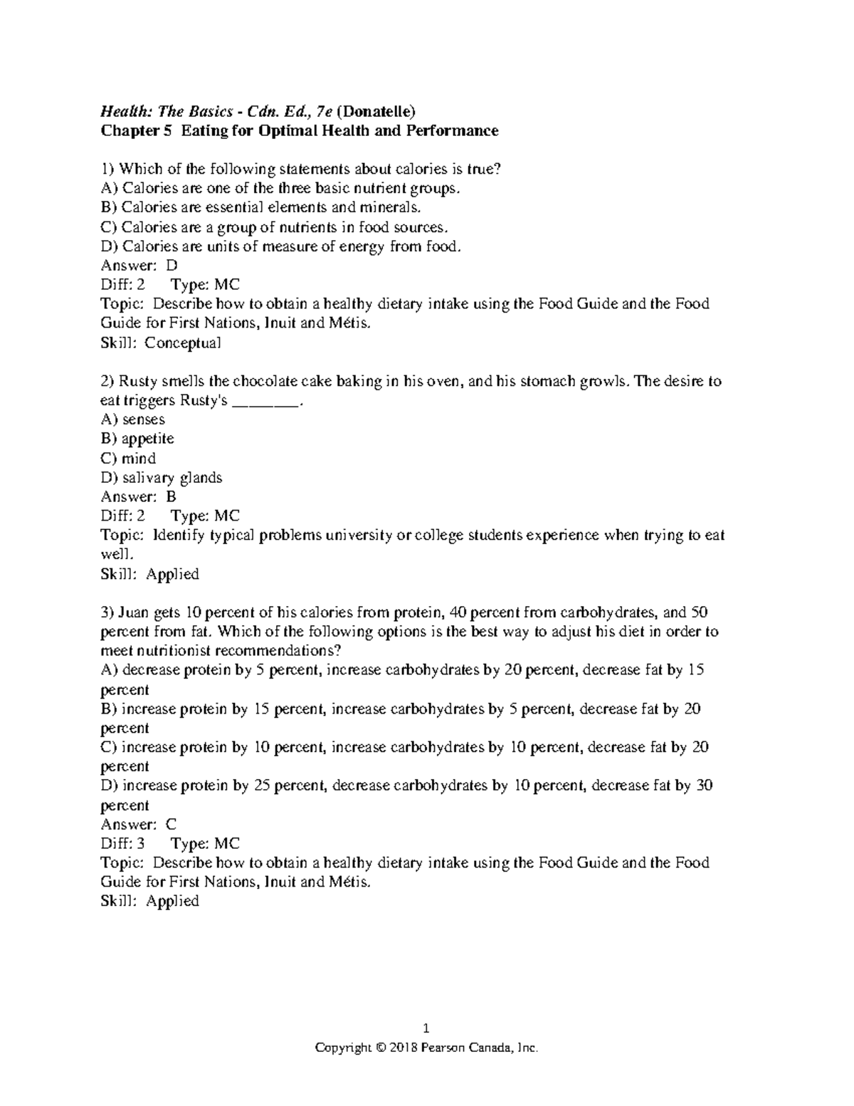 Chapter 5 QuestionBank Hss1101 - Health: The basics - 1 Health: The ...