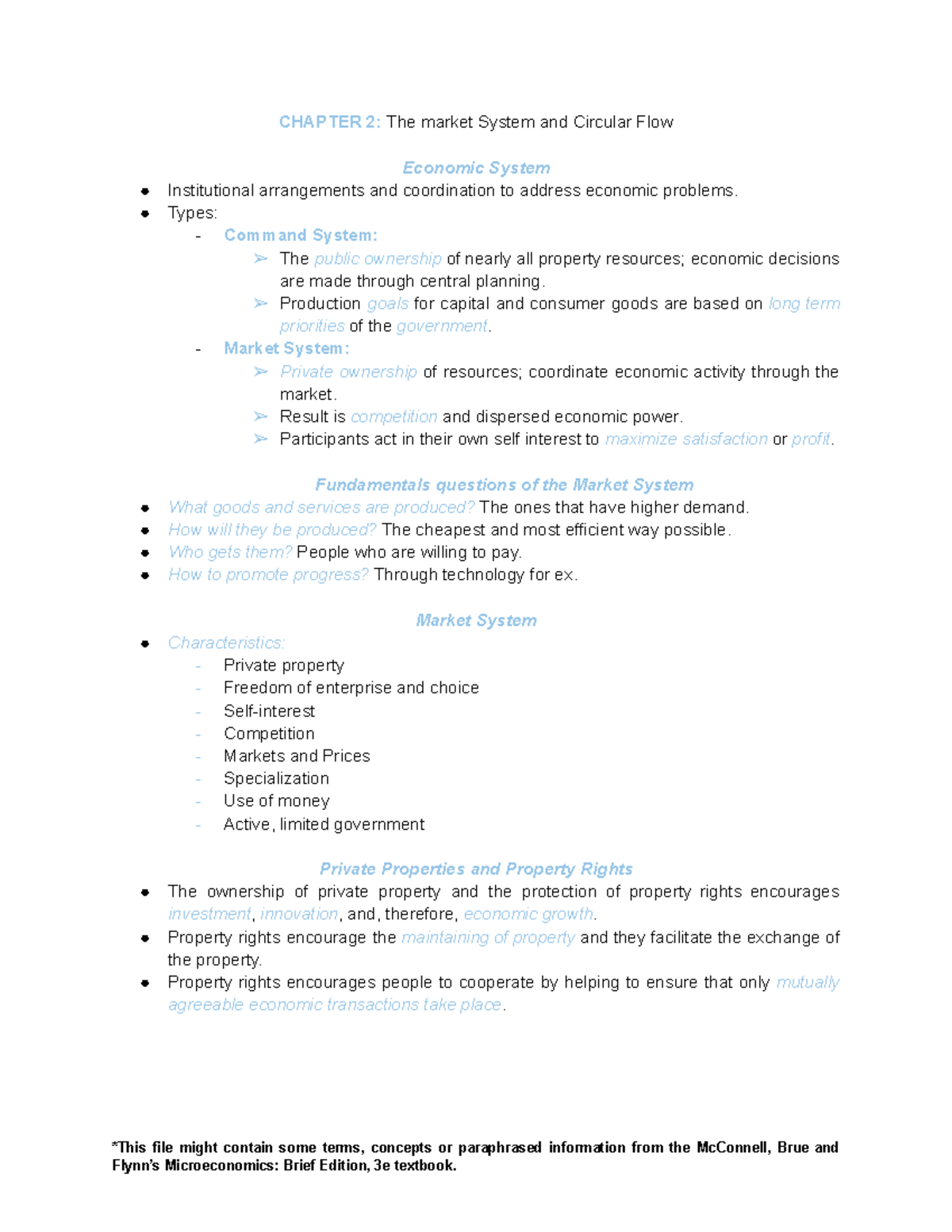Microeconomics Chapter 2 - CHAPTER 2: The market System and Circular ...