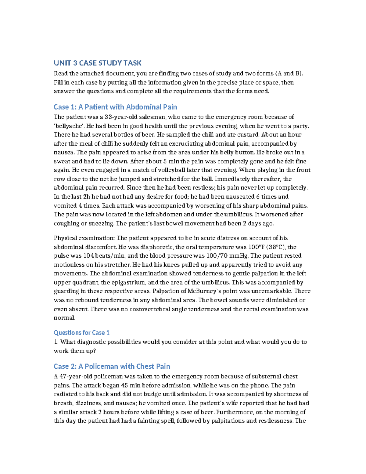 Case Study Task - practicas de ingles tecnico - UNIT 3 CASE STUDY TASK ...