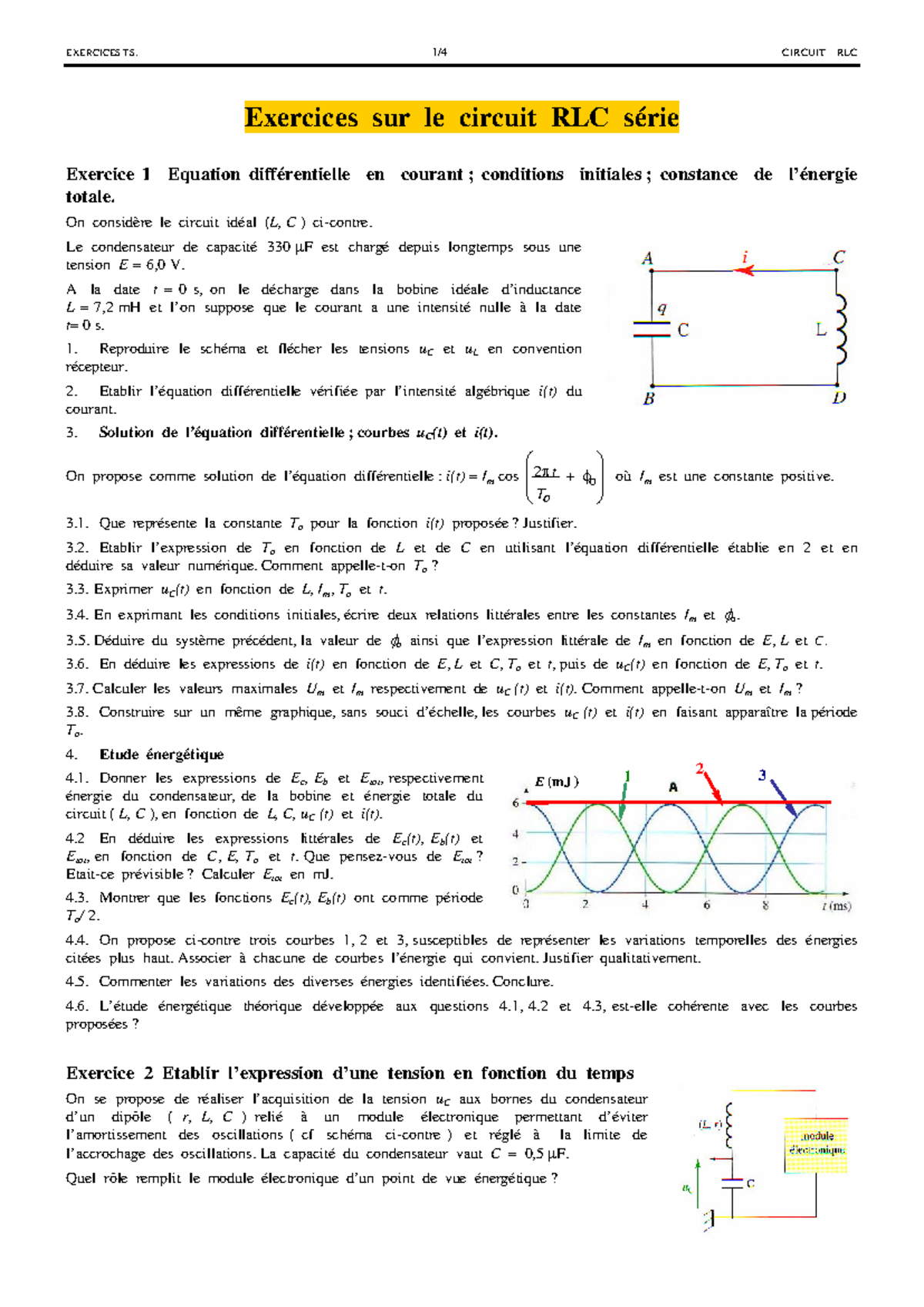 Jamal-Ex dipole RLC - Yyjjii - Exercices sur le circuit RLC série ...