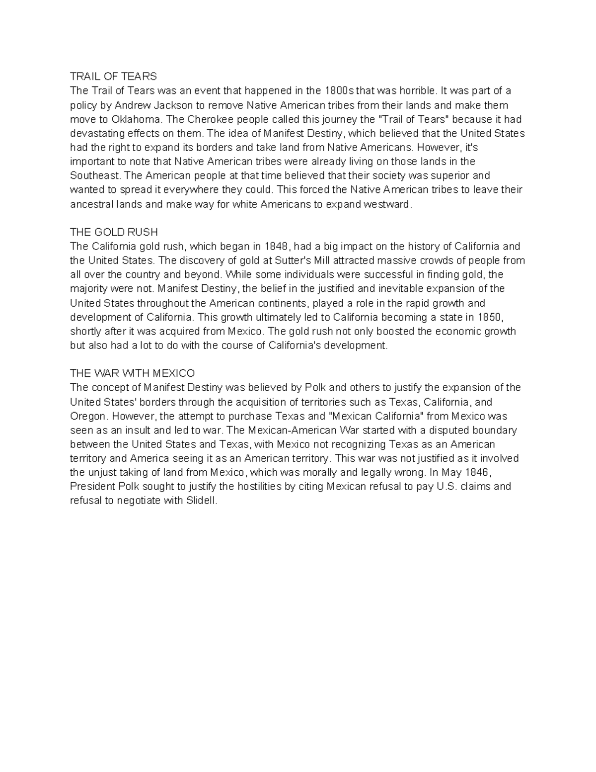 Untitled document (18) - TRAIL OF TEARS The Trail of Tears was an event ...