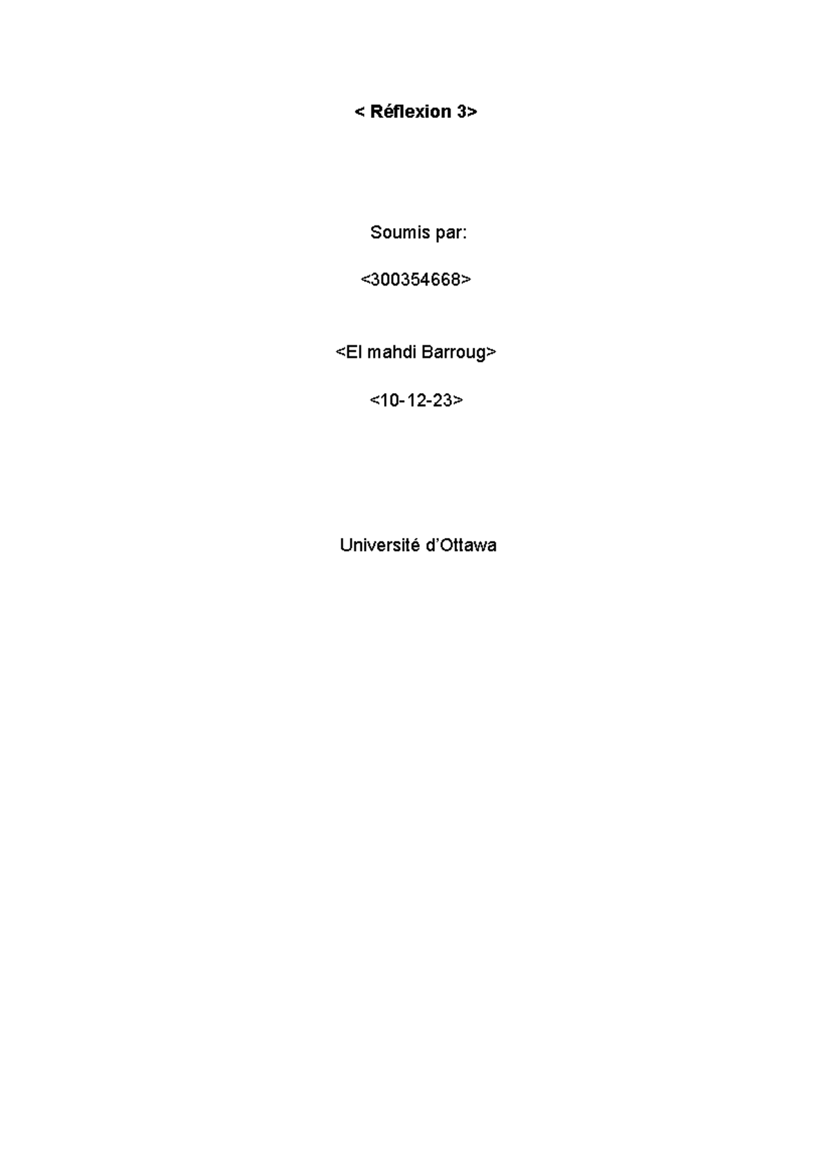 Réflexion 3 - Reflecion 3 - Soumis par: