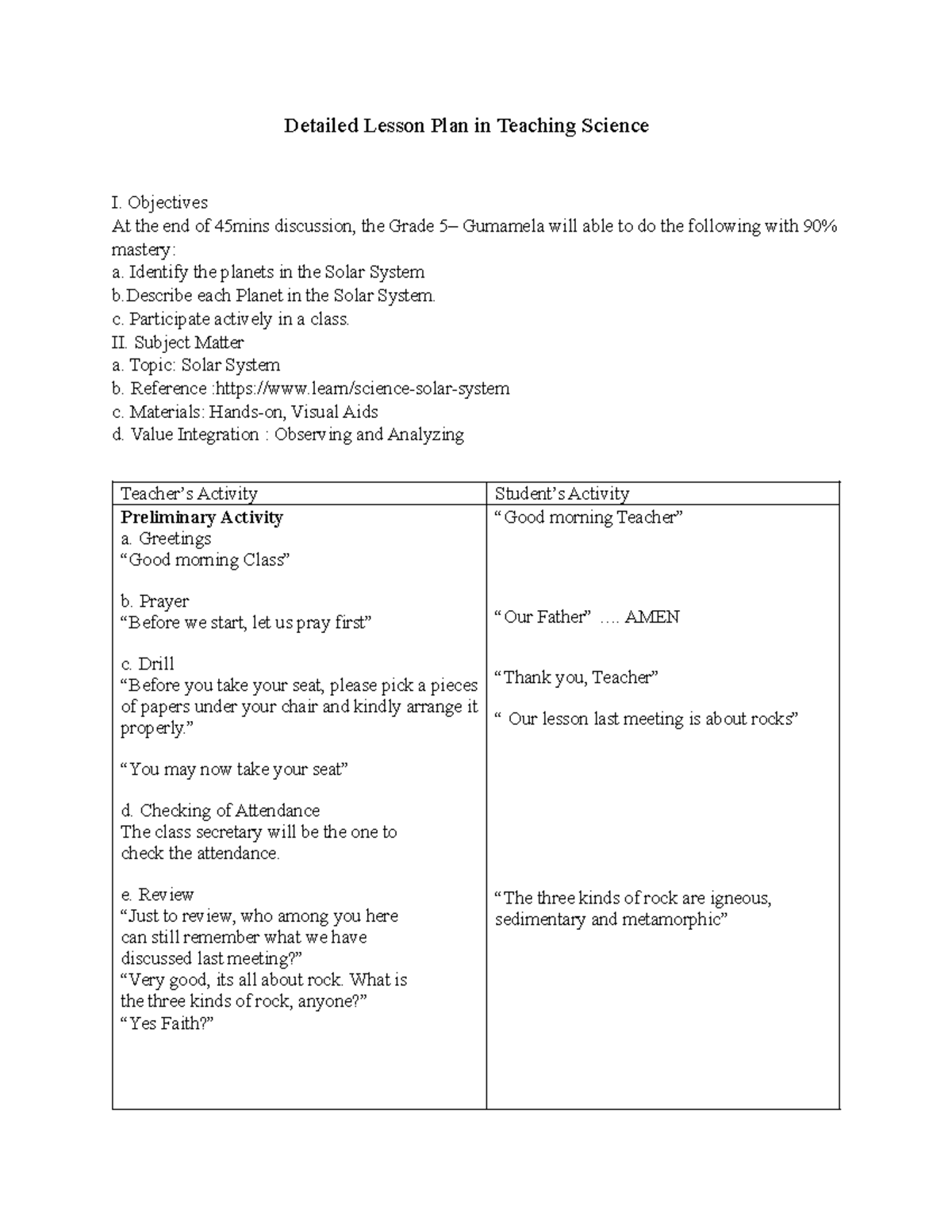 Final Final DLP Science - Detailed Lesson Plan in Teaching Science I ...