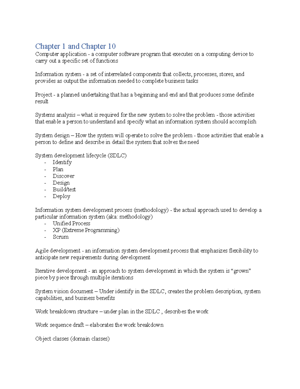 Final Exam Notes - ITM305 - Chapter 1 and Chapter 10 Computer ...