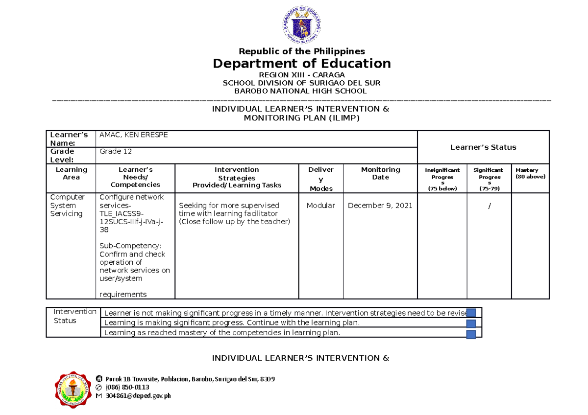 Ilimp - Learning Implementation Plan - Department of Education REGION ...