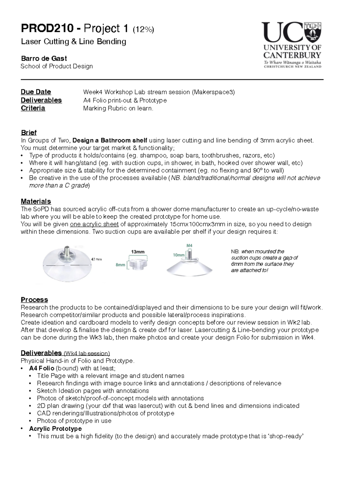 PROD210 Brief 1 2 - 1st Assignment - PROD210 - Project 1 (12%) Laser ...
