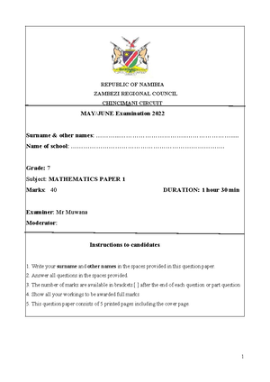Grade 7, Mathematics Paper 2 - Senior Primary Grade 7 Mathematics ...