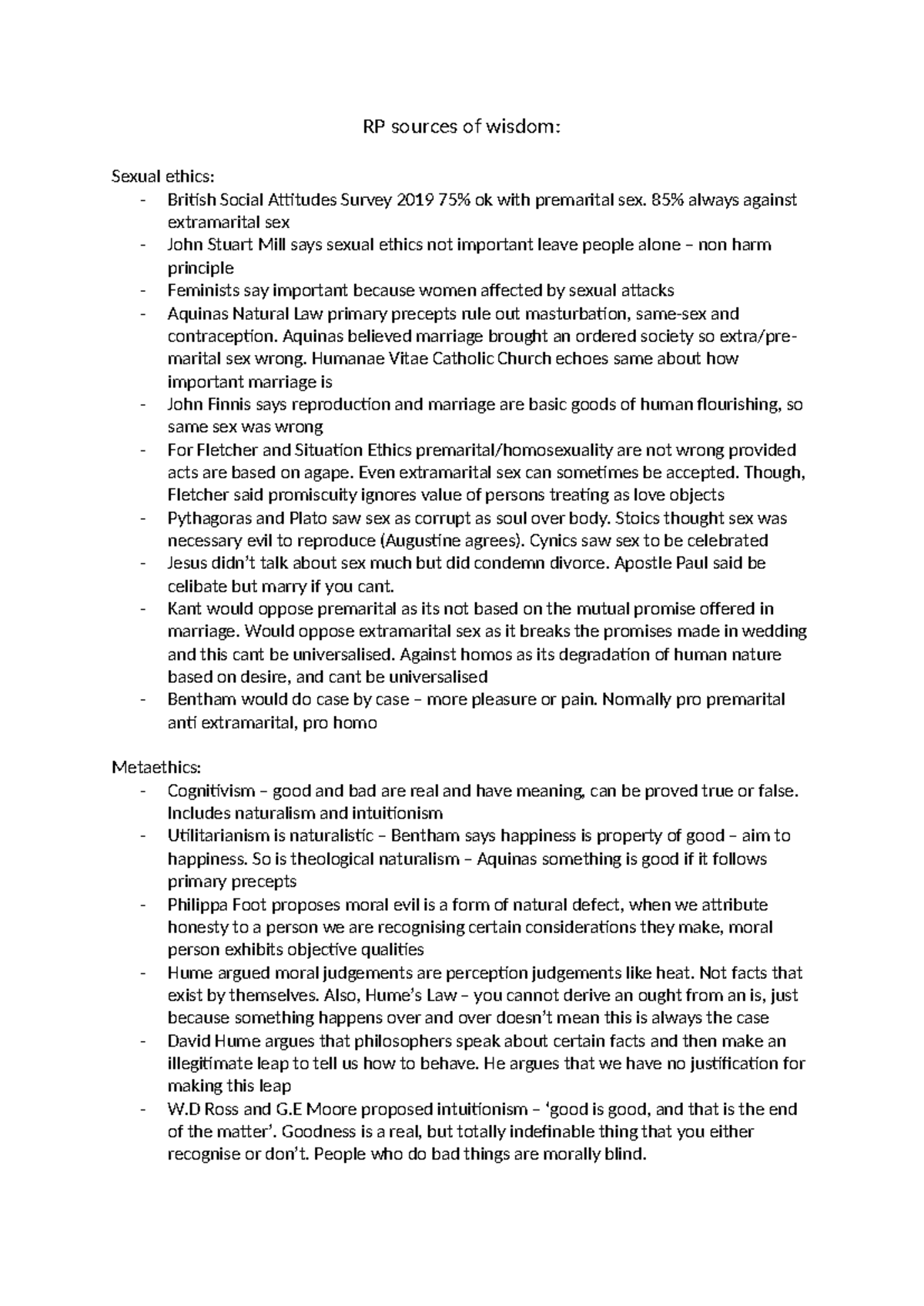 RP sources of wisdom - RP sources of wisdom: Sexual ethics: - British ...