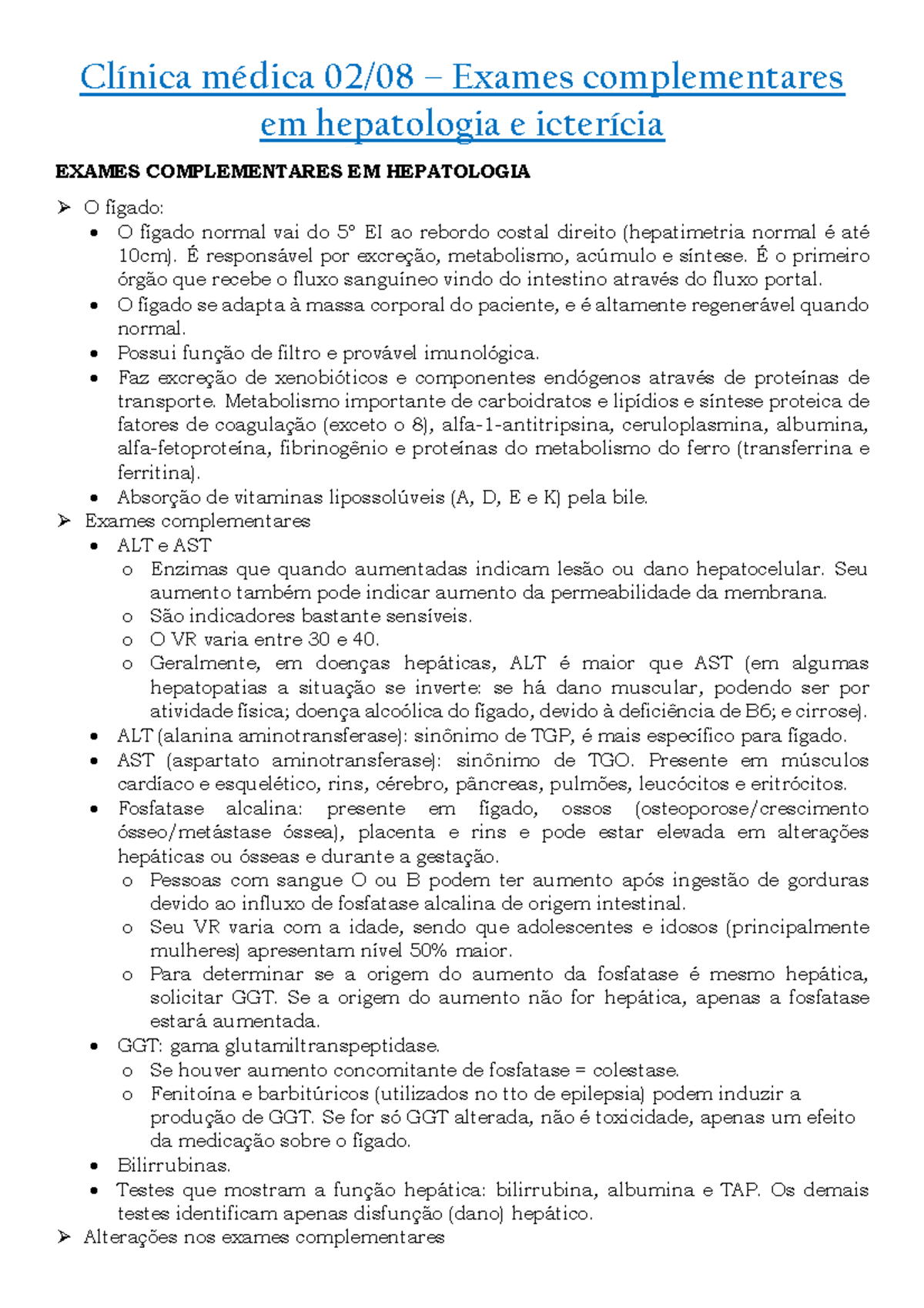 CM - 3ºBI - AULA 01 - Exames Hepáticos E Icterícia - Clínica médica 02/ ...