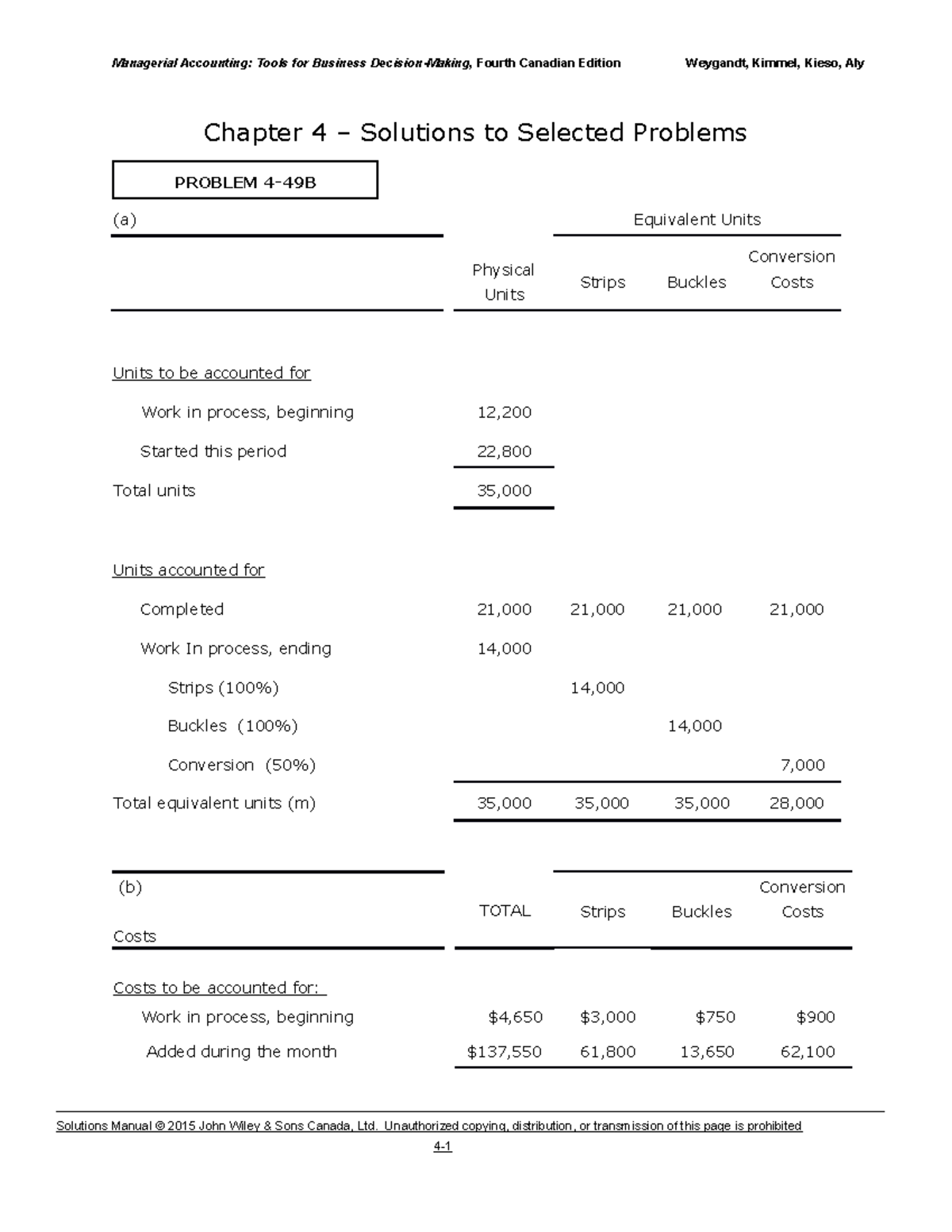 Chapter 4 selected solutions - Chapter 4 – Solutions to Selected Problems PROBLEM 4-49B (a ...