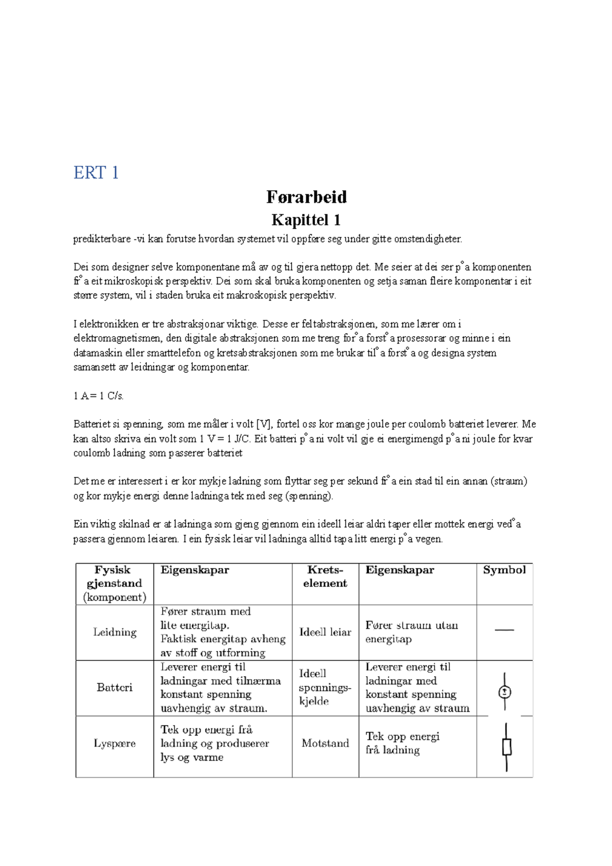 ERT 1 - ERT 1 Førarbeid Kapittel 1 predikterbare -vi kan forutse ...