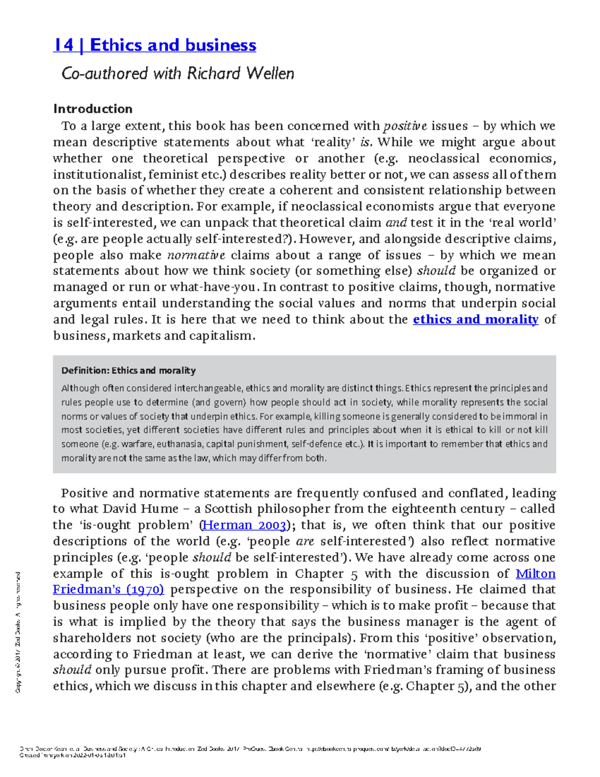 Chp. 14, Ethics and Business (14 Ethics and business) - To a large extent, this book has been ...