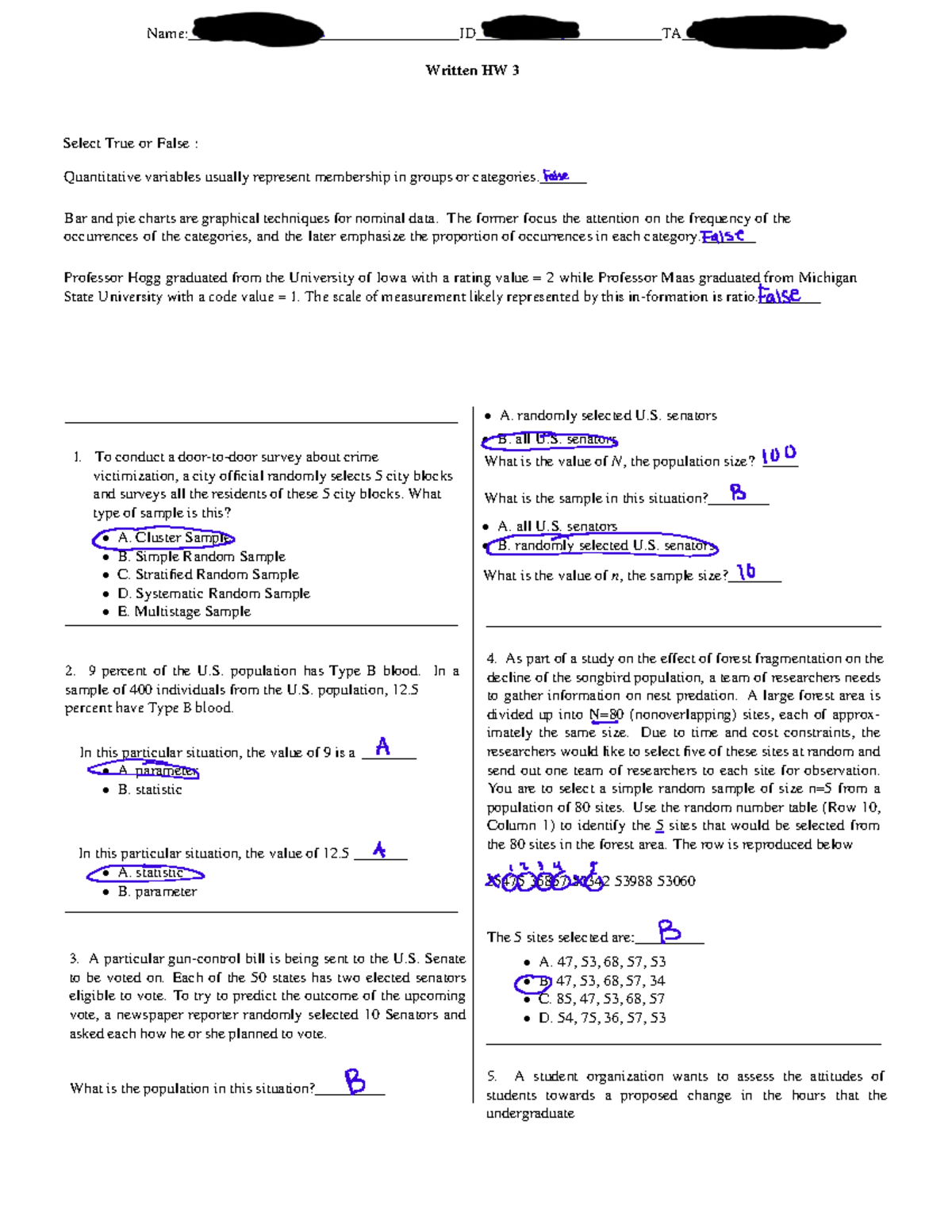 AMS 102 HW #3 - Name:____________________ID________________________TA ...